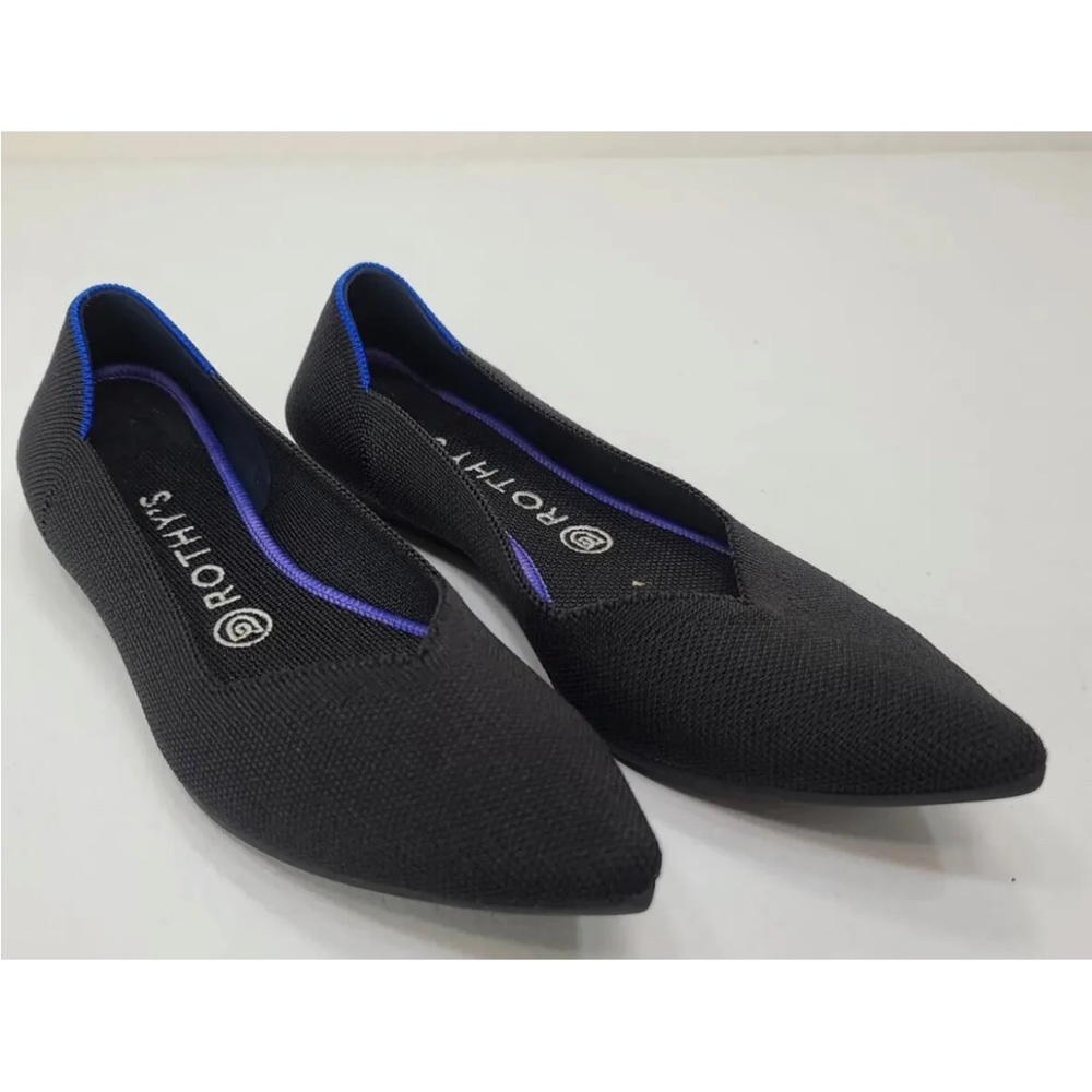 Rothys The Point Black Solid Knit Ballet Flats Shoes … - Gem